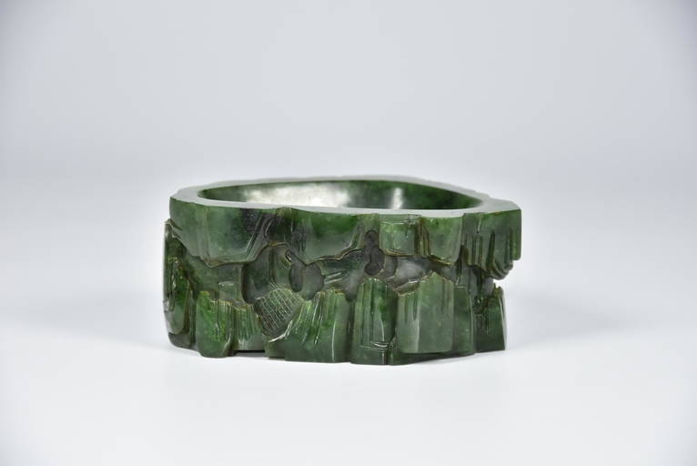 C Hinese Carved Green Jade Stand Qing Dynasty