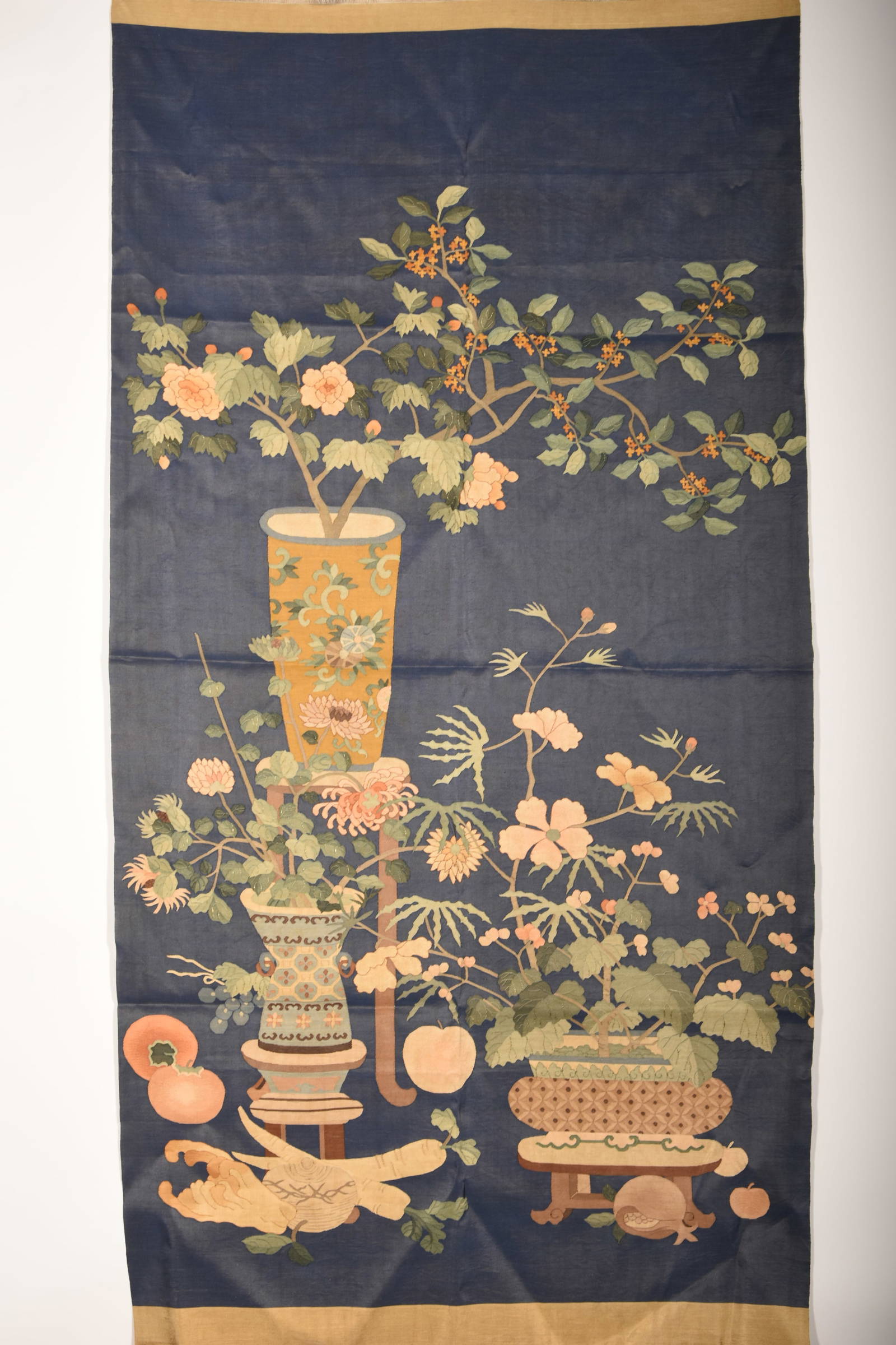 Chinese Kesi Silk Bogu Screen Qing Dynasty Auction