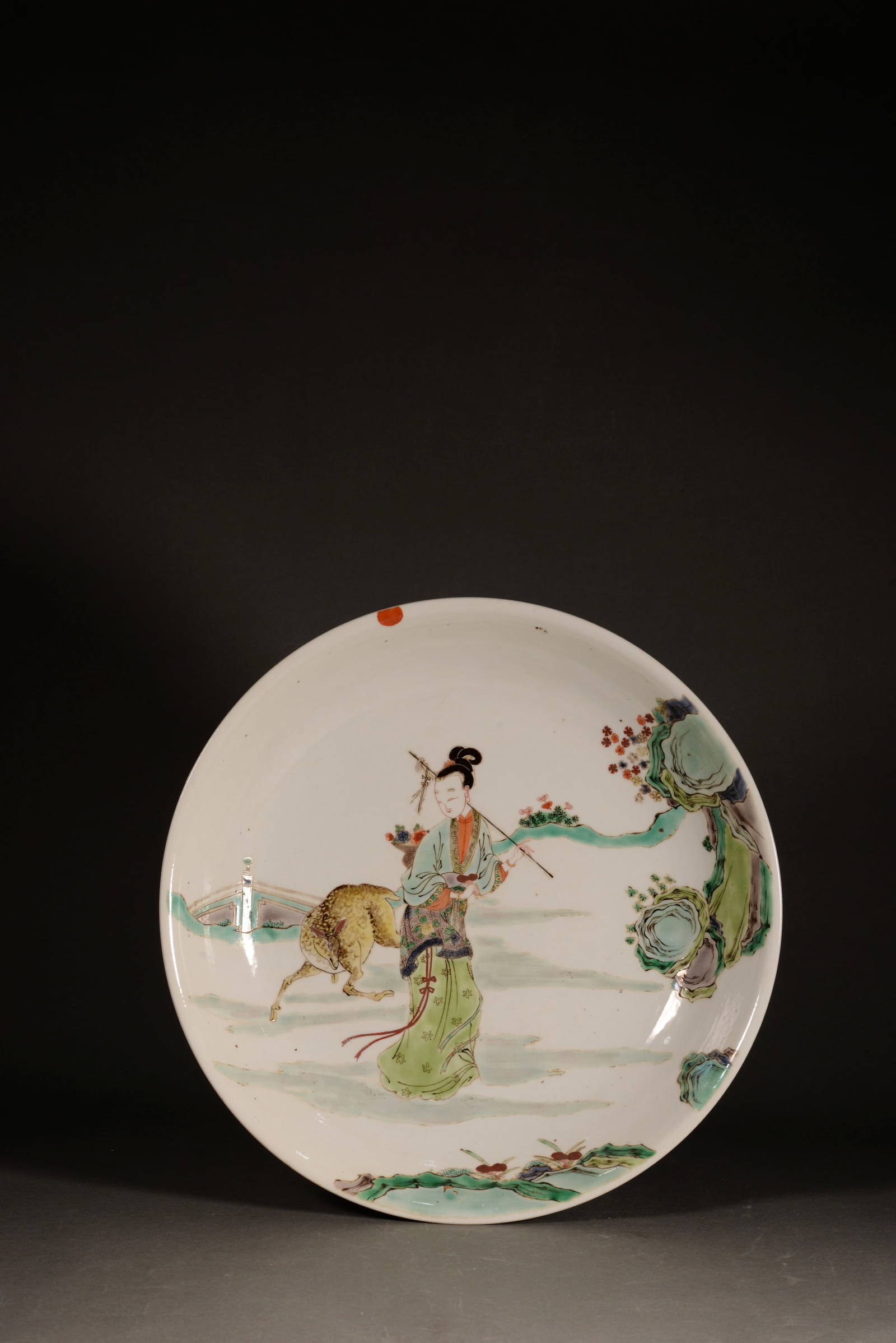 Chinese Large Wucai Porcelain Paint Lady Qing Dynasty Auction