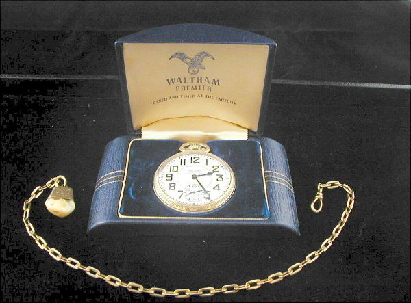 18: Waltham Premier Pocket Watch In Original Box
