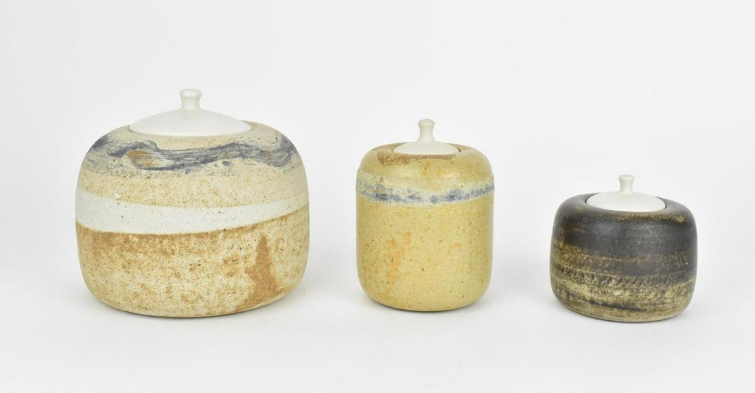 For Auction: Judith Gilmour (b.1937) BritishThree stoneware studio ...
