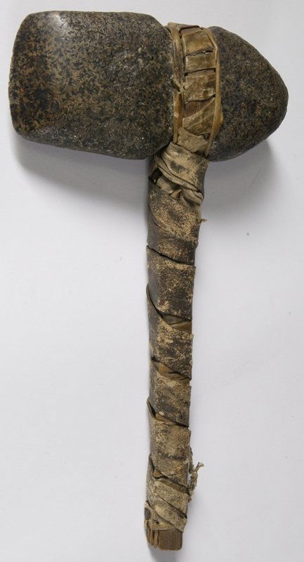 348: Indian Stone Maul Club w/Original Haft