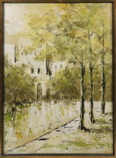 Etta, Oil On Canvas; Building In Trees