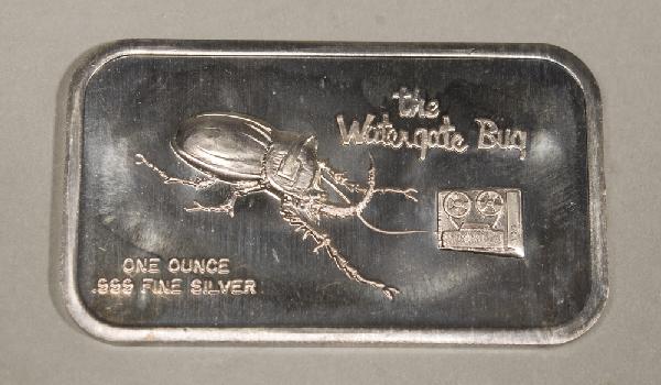 193: 1 Oz. Colonial Mint Watergate Bug Silver Bar