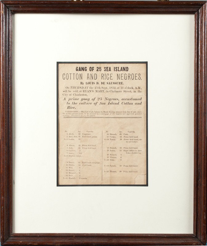 584: African American Slave Auction Catalog, C. 1852