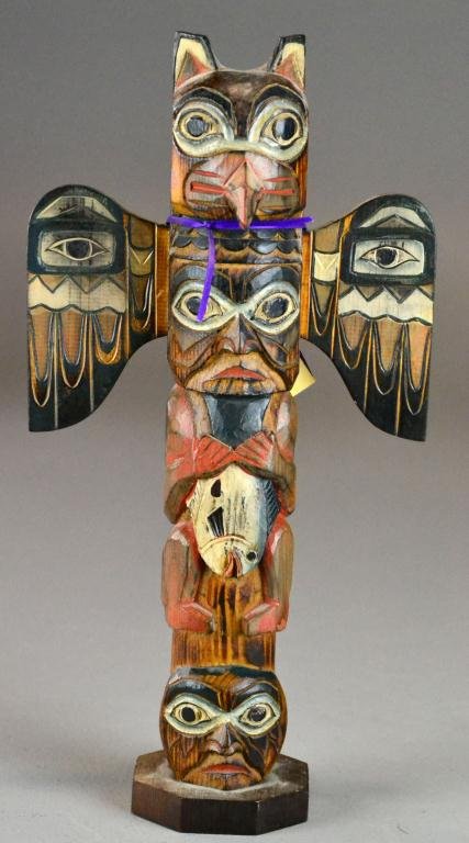 Carved Wood Totem Pole Signed Patrick Seale