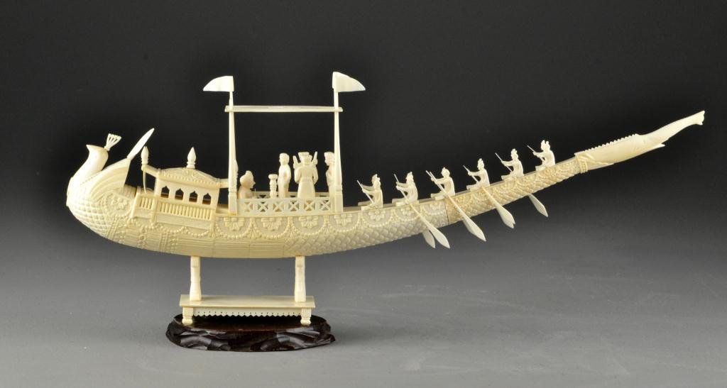 Chinese Carved Ivory Boat - Sep 08, 2013 | Clars Auction Gallery in CA