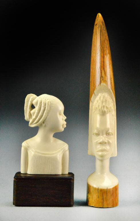 (2) African Ivory Bust Carvings