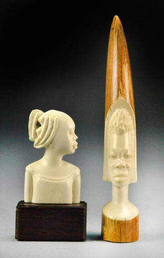 (2) African Ivory Bust Carvings