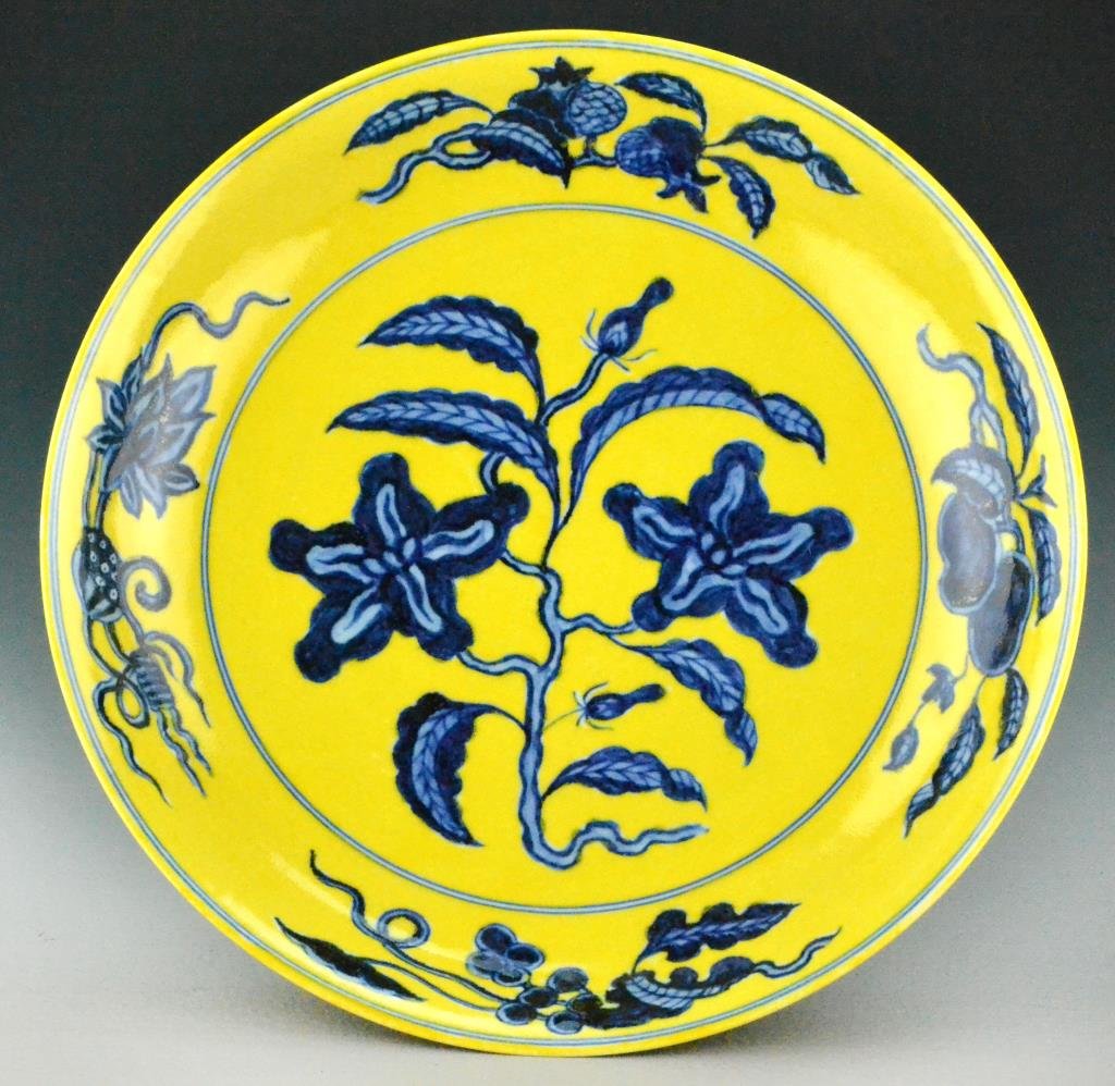 Chinese Blue & Yellow Porcelain Plate - Apr 13, 2013 | Midwest Auction ...