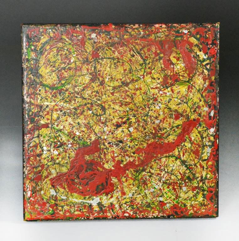 Signed Jackson Pollock Oil Painting On Card Table 1940'