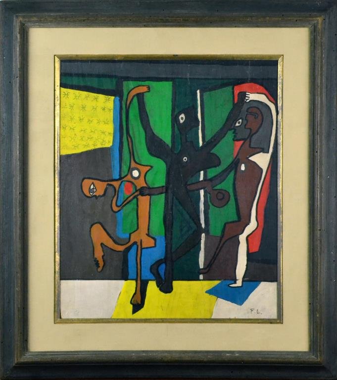Bears the Signature Fernand Leger Oil Painting on Panel