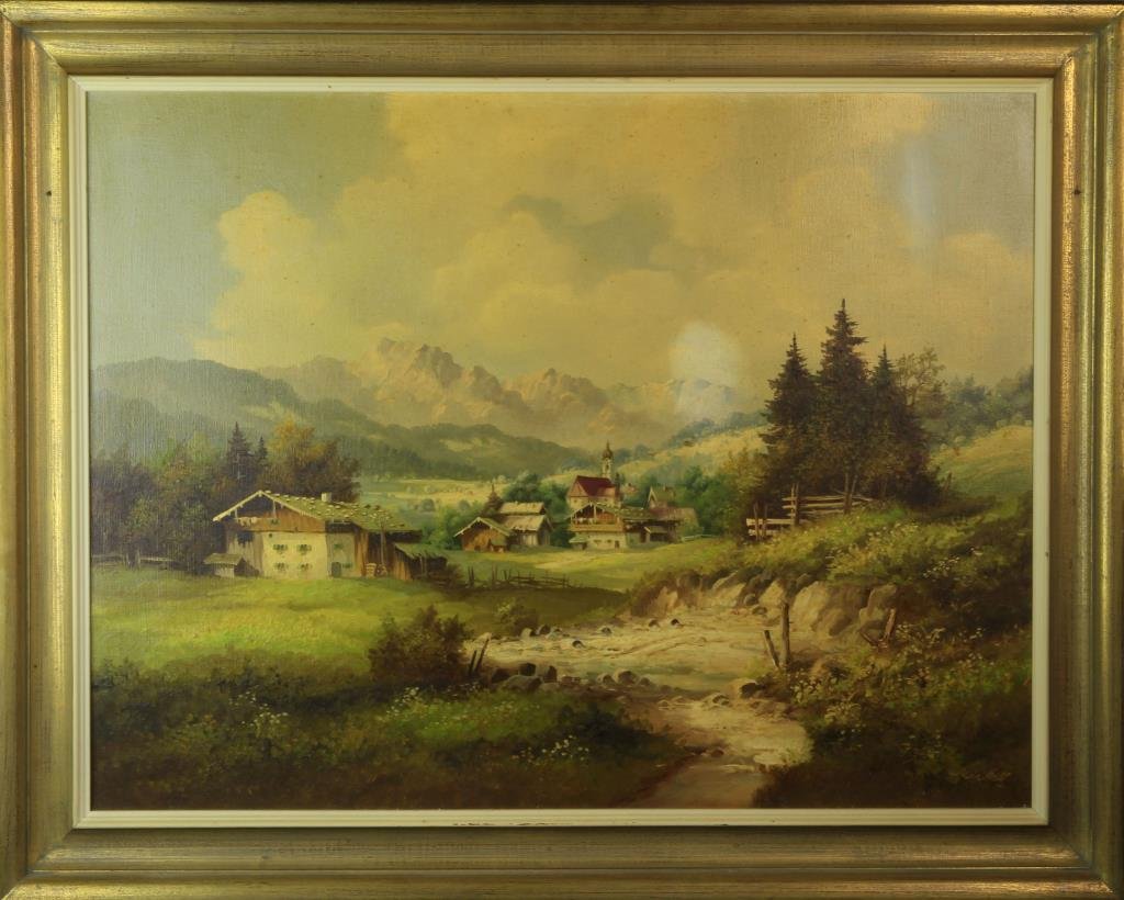Signed Muller Oil Painting on Canvas
