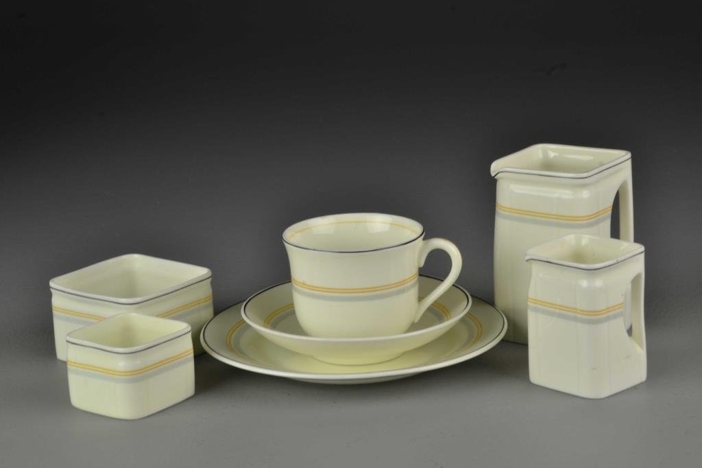 (7) Pcs Art Deco Cunard Steam-Ship Porcelain Tea Set