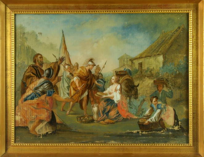 Antique Reverse Painting On Glass