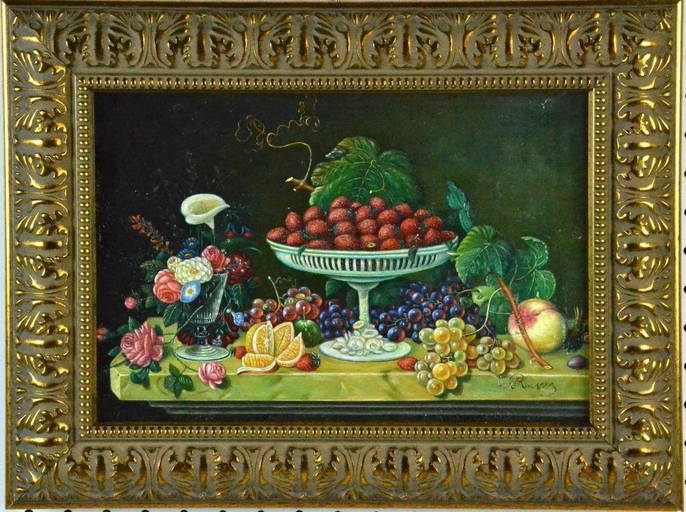 Bears The Signature Severin Roesen Oil On Canvas