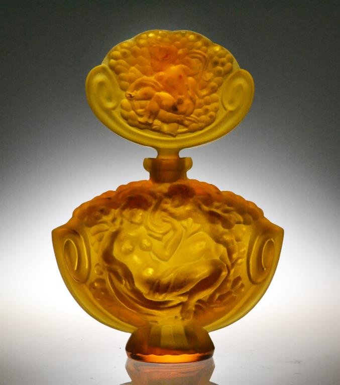 F. Halama Czech Amber Glass Perfume Bottle