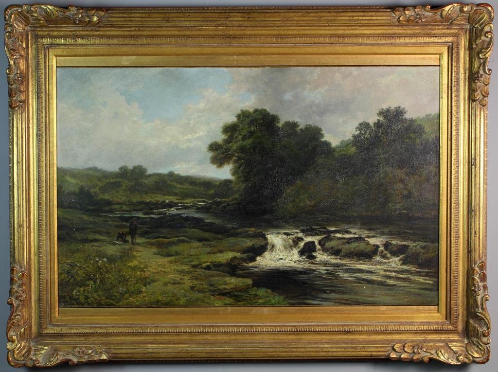A 19 C. Leopold Rivers Oil Painting on Canvas