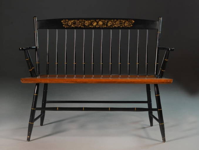 Hitchcock Painted And Stenciled Bench