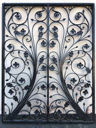 French Antique Gate Flowers Iron 19th Century France