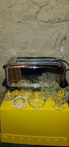 Toaster And Candle Stick, Glassware