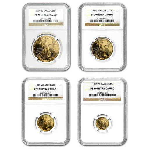 1999 W 4 Coin Proof Gold American Eagle Set Pf 70 Ngc