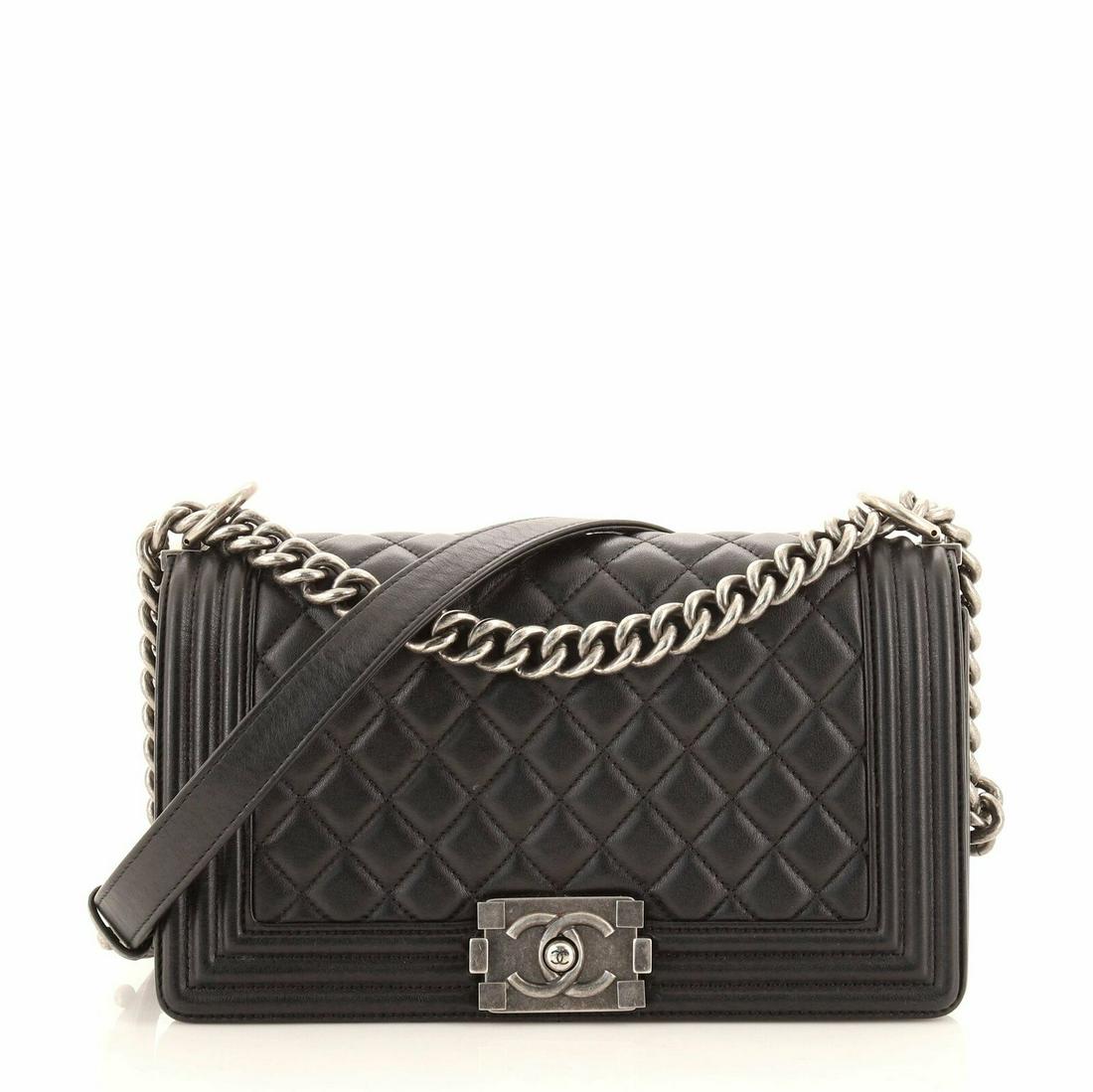 Chanel Boy Flap Bag Quilted Lambskin Old Medium