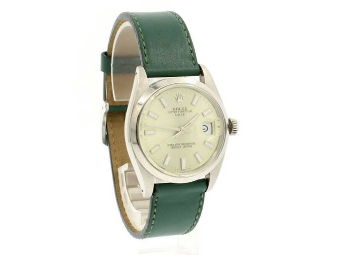 Mens Vintage ROLEX Oyster Perpetual Date 34mm ICE GREEN Dial St Steel ...