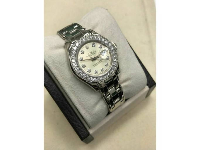 Rolex Ladies Pearlmaster 69299 Original Diamond Dial Bezel 18k White Gold
