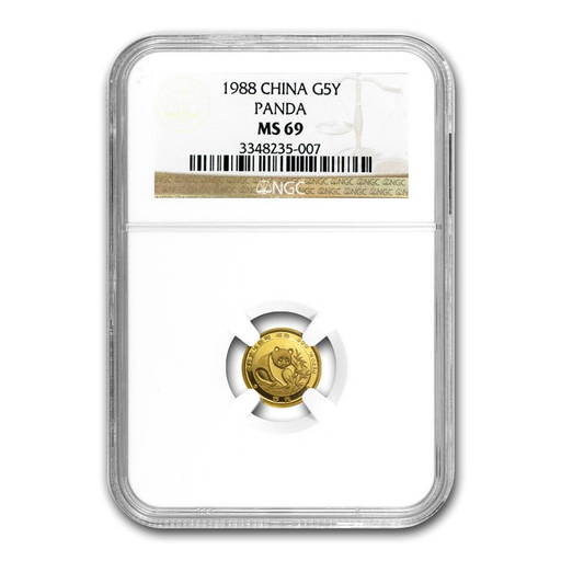 1988 China 1/20 Oz Gold Panda Ms 69 Ngc