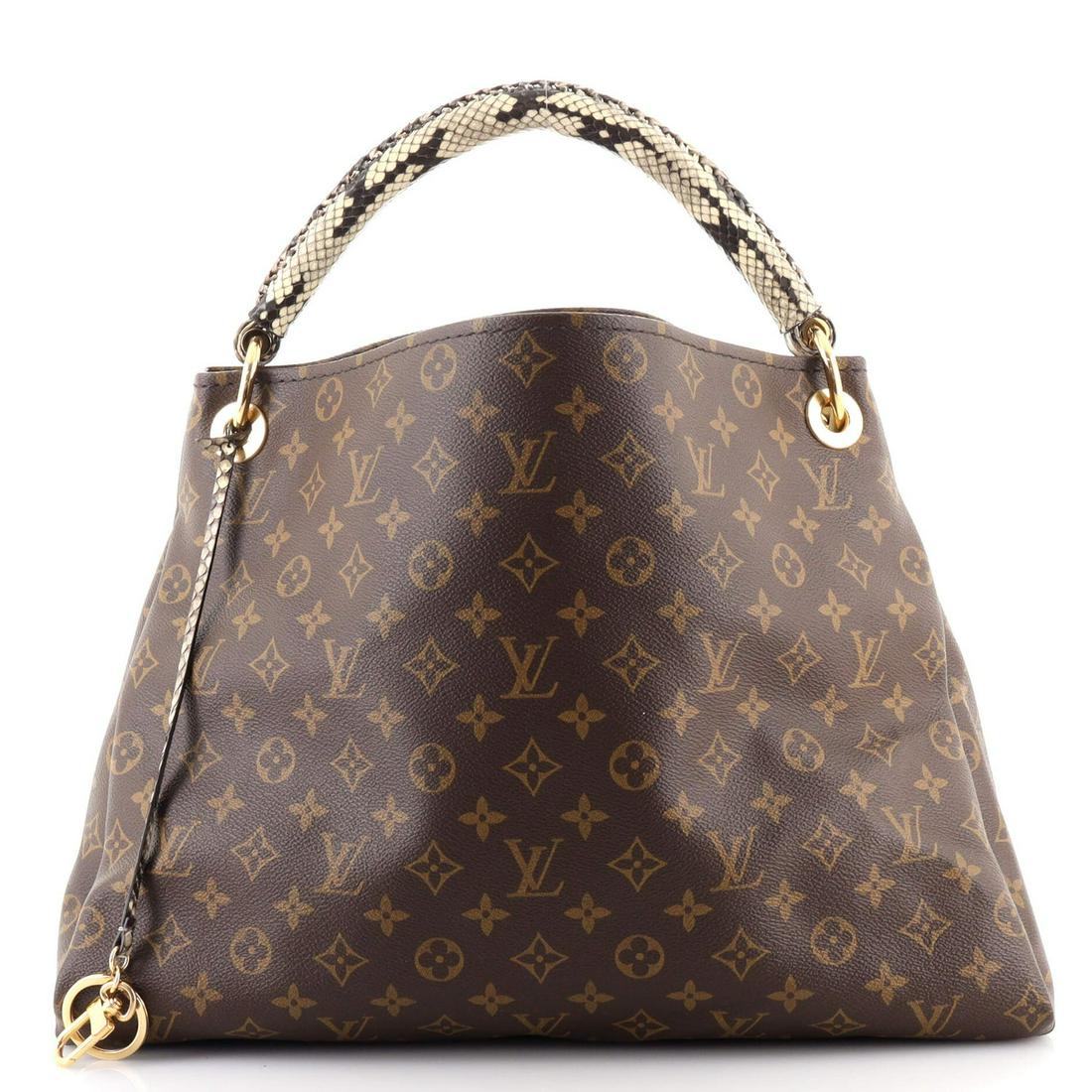 Louis Vuitton Artsy Handbag Monogram Canvas With Python Mm
