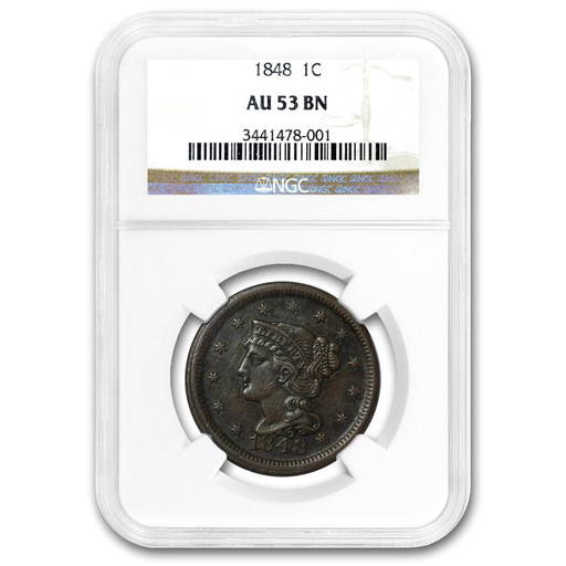 1848 Large Cent Au 53 Ngc (bn)