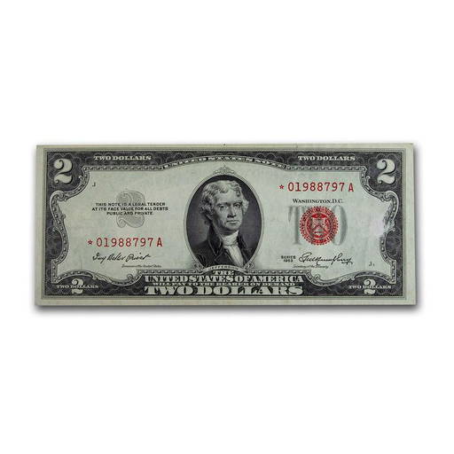 1953's* $2.00 U.s. Notes Red Seal Au (star Note)