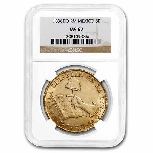 1837 Do Rm First Mexican Republic Gold 8 Escudos Ms 62 Ngc