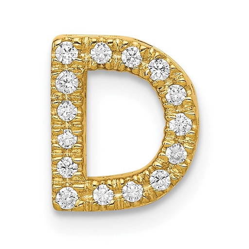 10k Yellow Gold Diamond Letter D Initial Charm 10.12 Mm