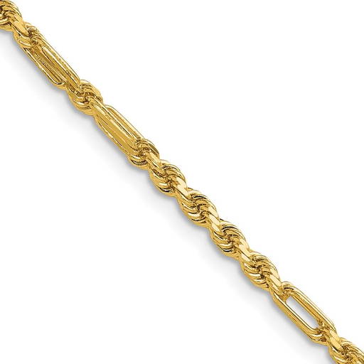14k Yellow Gold 2.75mm D/c Milano Rope Chain 22 In.