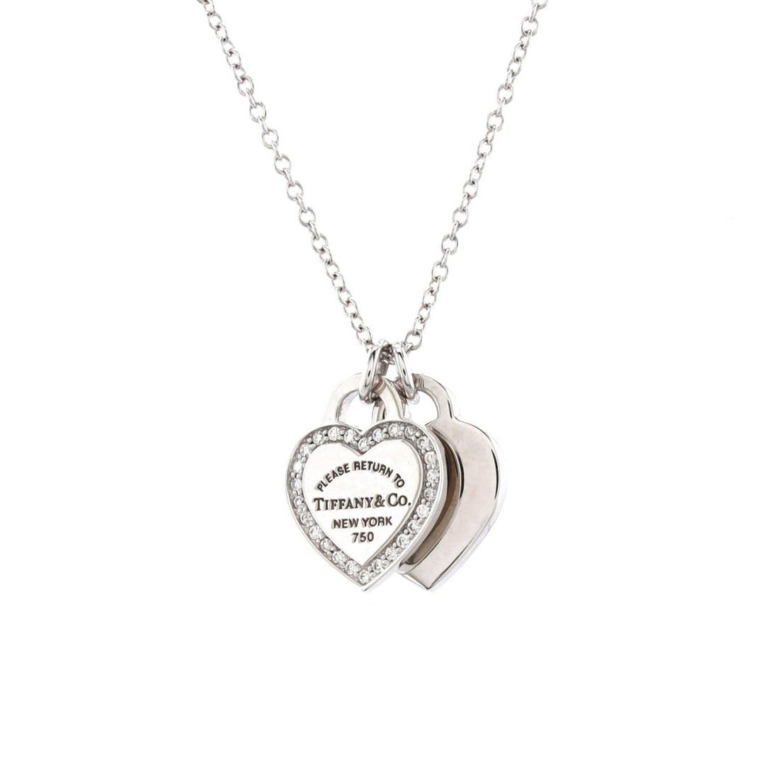 Tiffany & Co. Return to Tiffany Double Heart Tag Pendant Necklace 18K ...
