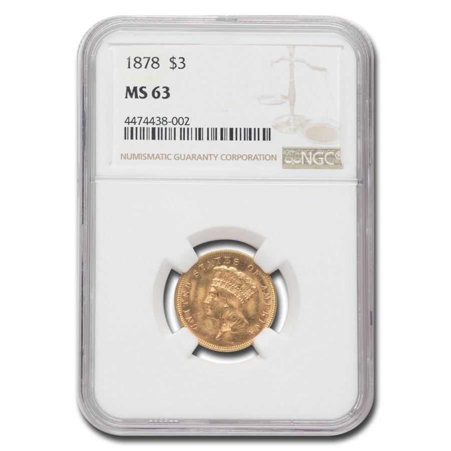 1878 $3 Gold Princess Ms-63 Ngc Auction