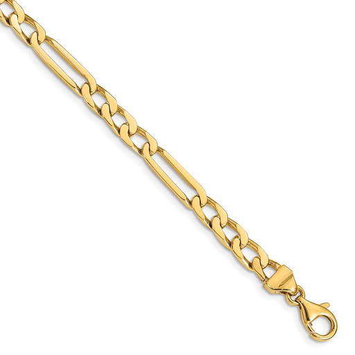 10k Yellow Gold 5mm Figaro Link Bracelet 7 In.