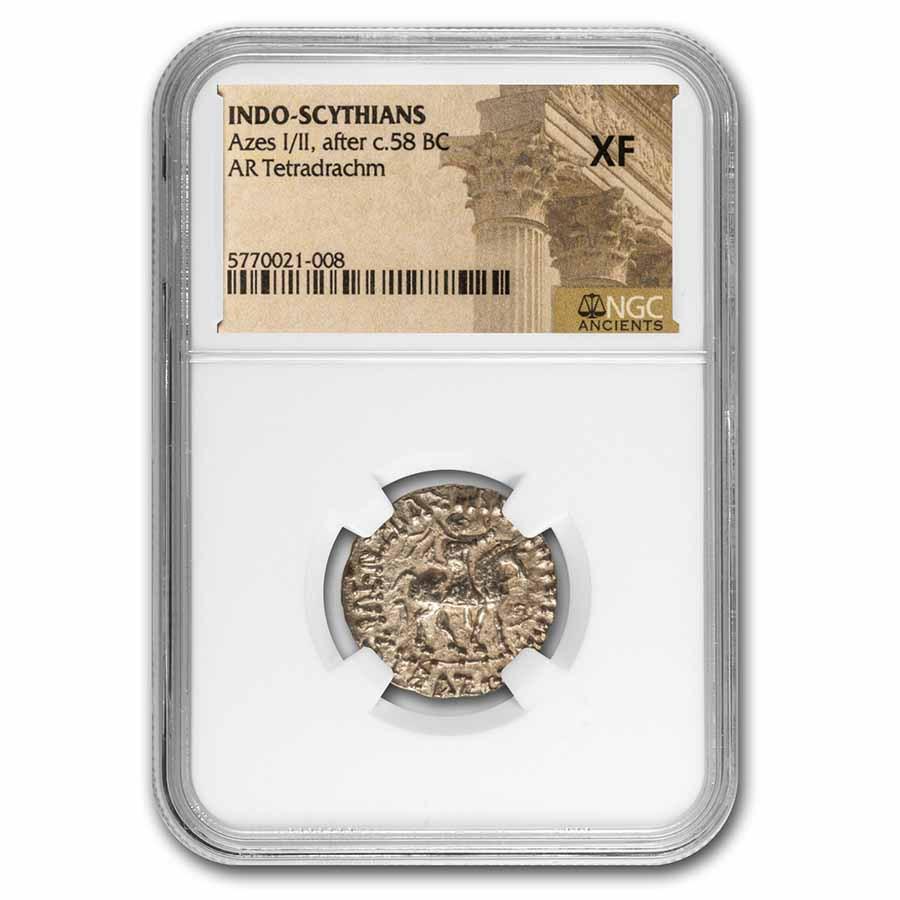 Indo Scythian Ar Tetradrachm Azes I/ii (c.58 Bc) Xf Ngc Auction