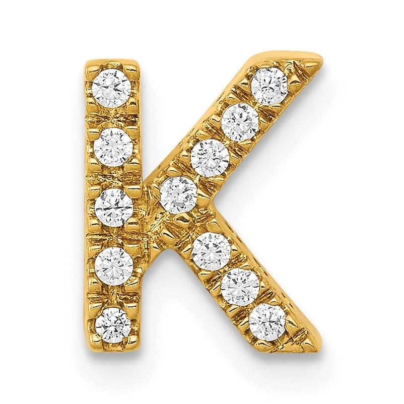 10k Yellow Gold Diamond Letter K Initial Charm - 10.93 Mm Auction