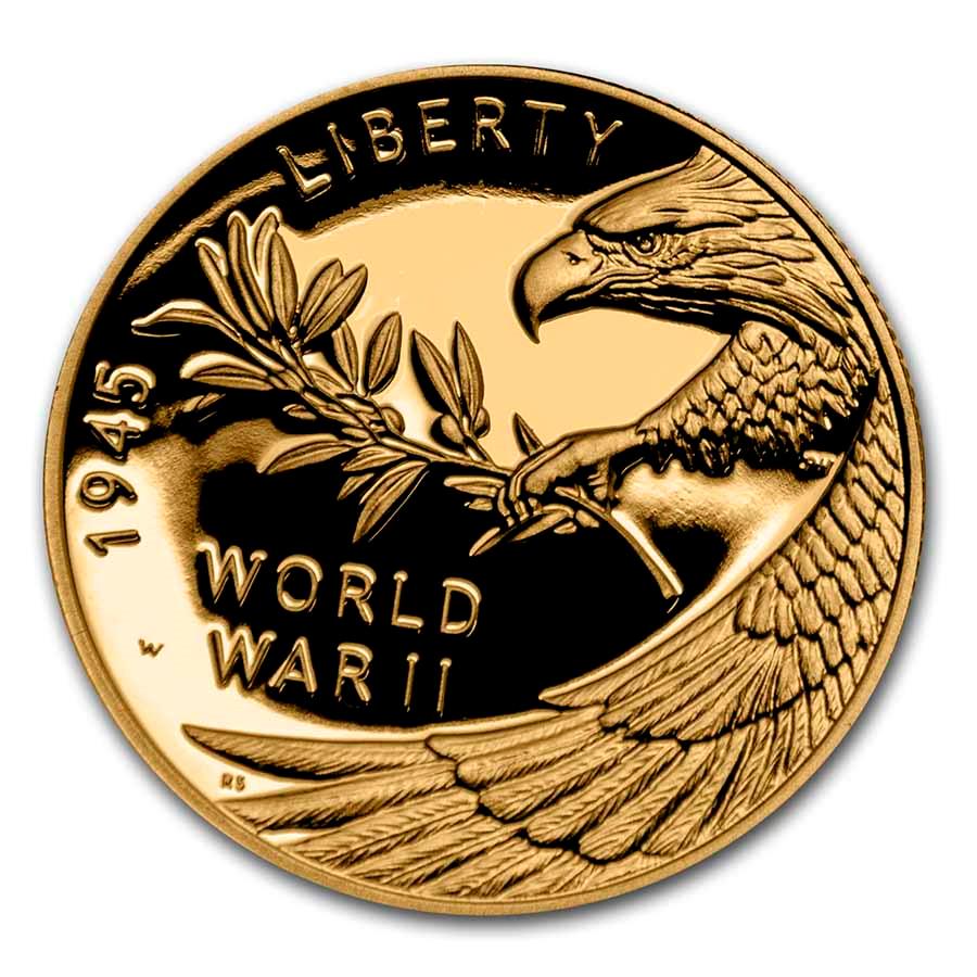 2020-w World War Ii Gold Anniversary Coin (w/box And Coa) Auction