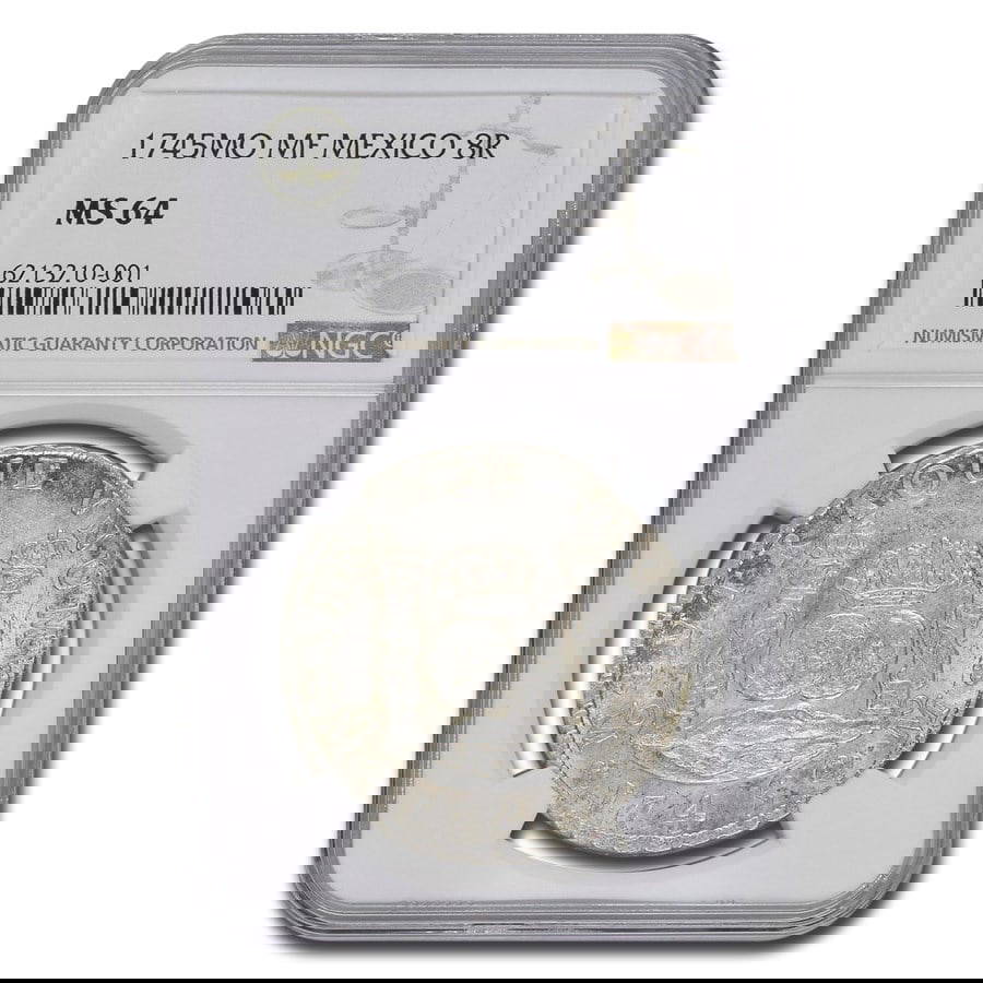 1745-mo Mexico Spanish Colony Silver 8 Reales Philip V Ms-64 Ngc Auction