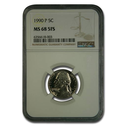 1990 P Jefferson Nickel Ms 68 Ngc (fs)