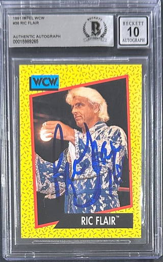 Ric Flair Signed 1991 Impel Wcw Card #36 Beckett Auto 10 15989265