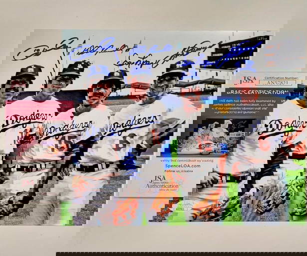 Dodgers Infield Signed 8x10 Photo Russell Garvey Cey Lopes Autograph Jsa