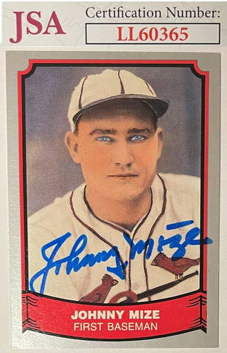 Johnny Mize Signed 1988 Pacific Baseball Legends Card #63 Jsa On Card Auto