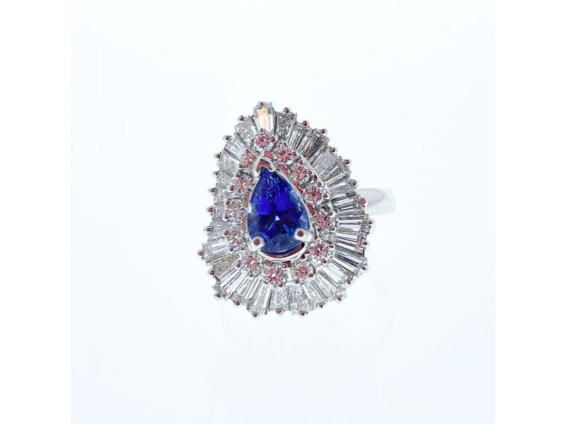 Heritage Gem Studio 1.21 Carat Pear Shape Blue Sapphire And Diamond ...