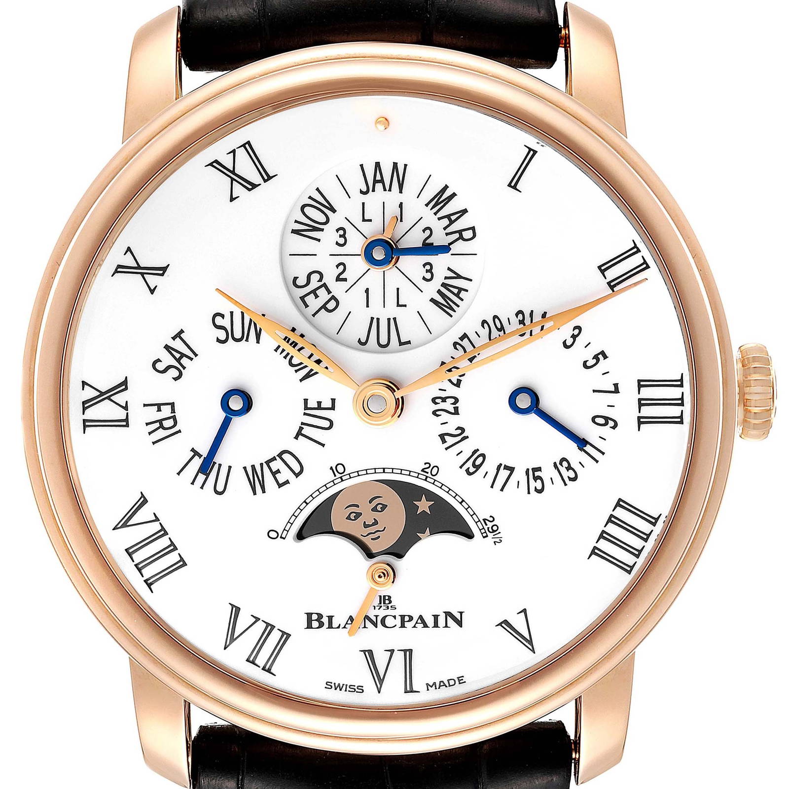 Blancpain Villeret Perpetual Calendar 8 Days Rose Gold Mens Auction