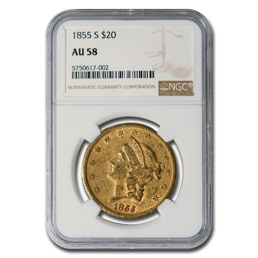 1855-s $20 Liberty Gold Double Eagle Au-58 Ngc Auction